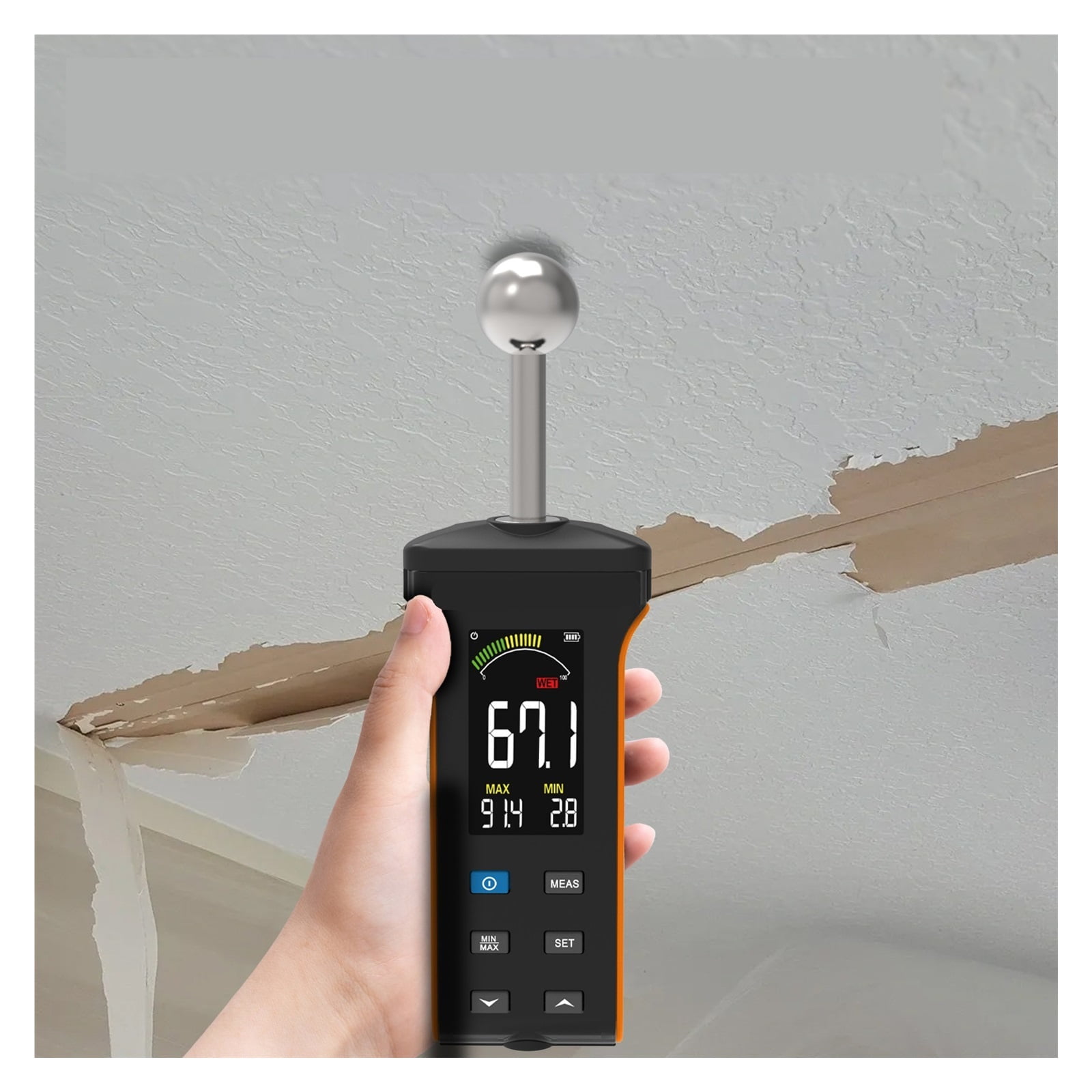 Digital Non-Destructive Wood Moisture Meter 0-100 Range 20-40mm Depth ...