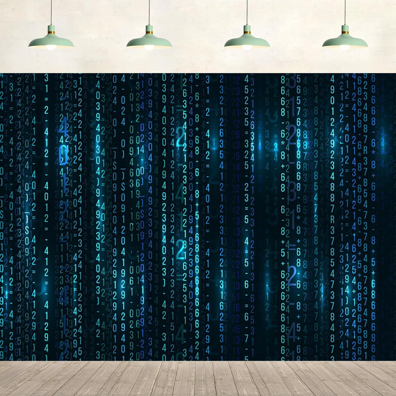 Digital Number Pattern Backdrop Code Visual Network Data Matrix Blue ...
