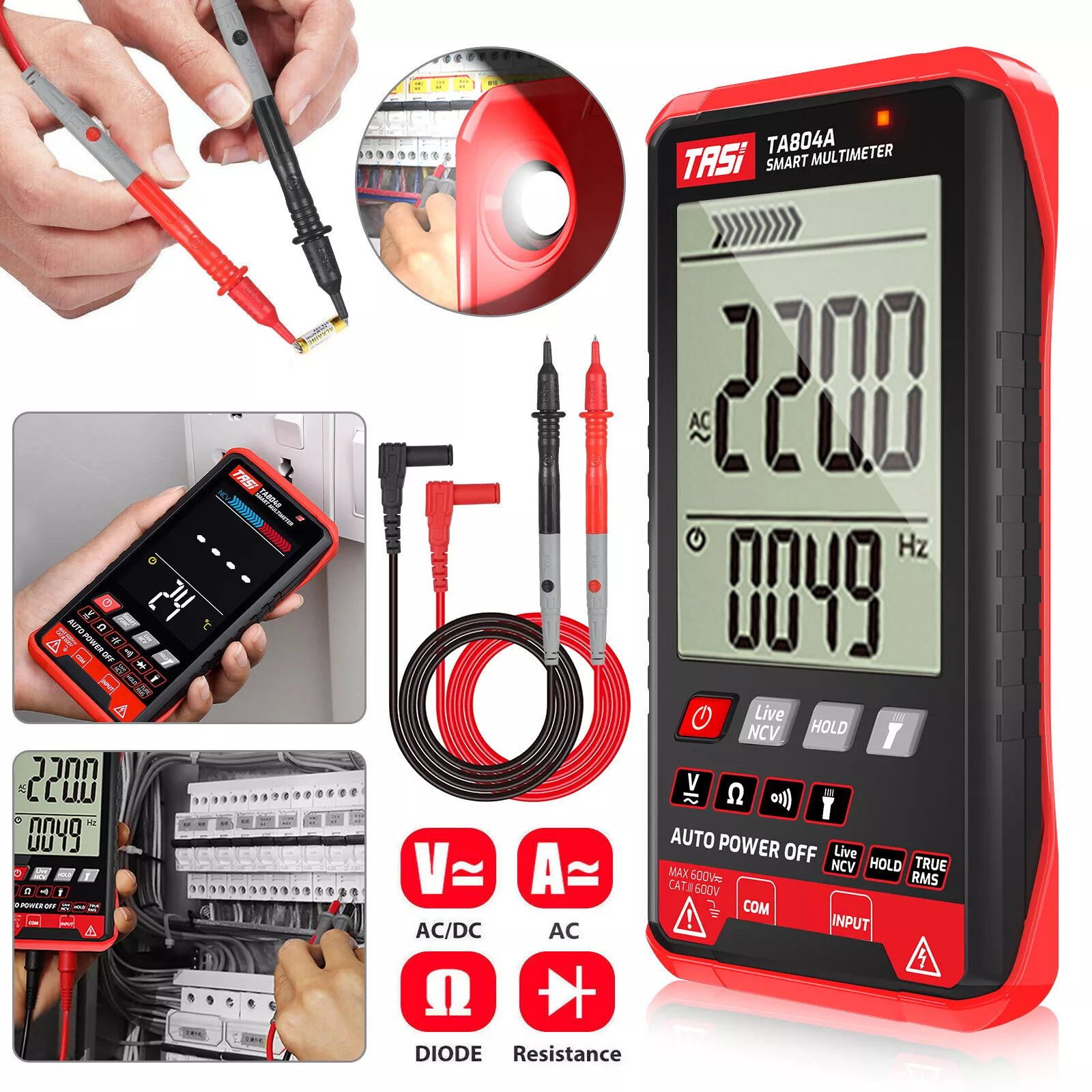 Digital Ohmmeter Multimeter Voltmeter Auto Range Volt AC DC Meter ...