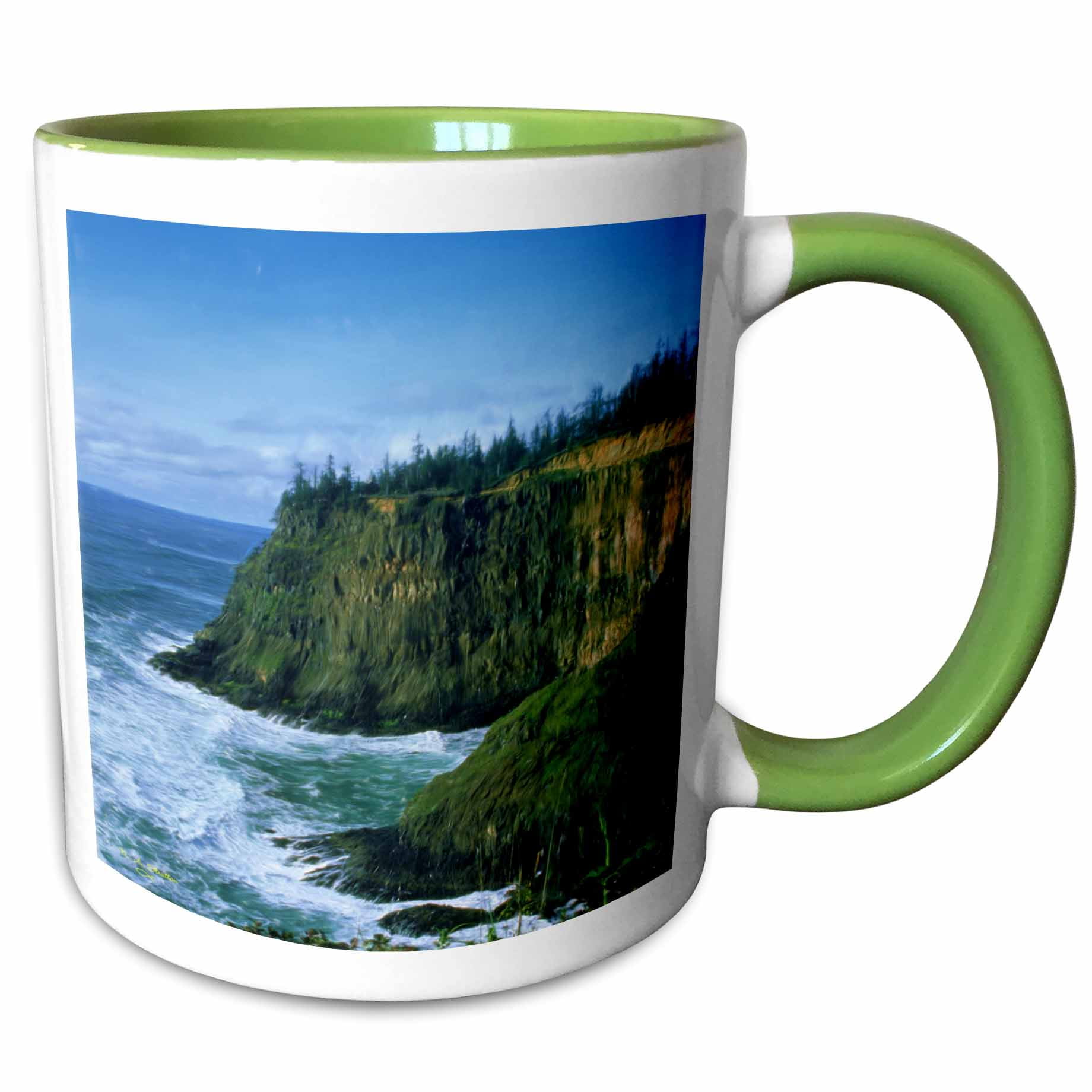Digital Oil Painting Oregon coast High cliffs pounding waves ocean 11oz ...