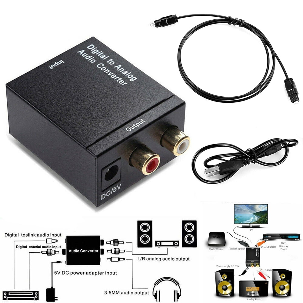 Digital Optical Coax to Analog RCA Audio Converter Adapter with Fiber ...