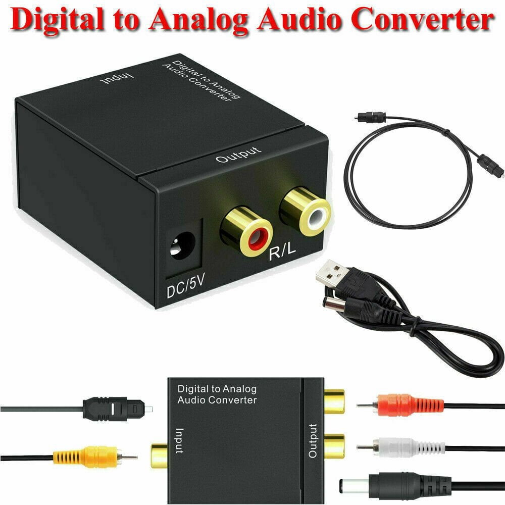Digital Optical Coaxial to Analog RCA L/R Audio Converter Adapter w/ Fiber Cable US - Walmart.com