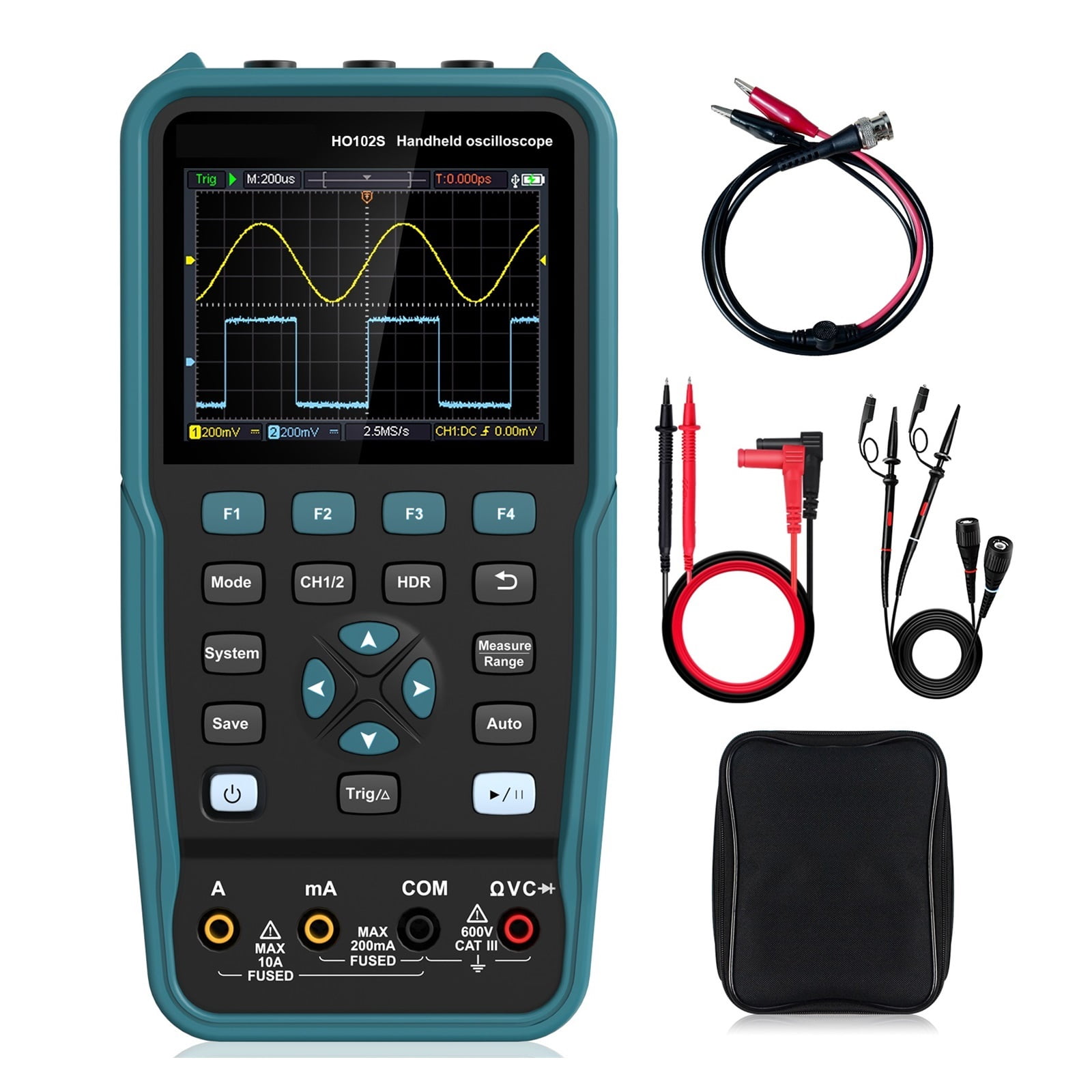 Digital Oscilloscope 50Mhz Bandwidth, 2 Channels TFT Mini Oscilloscope ...