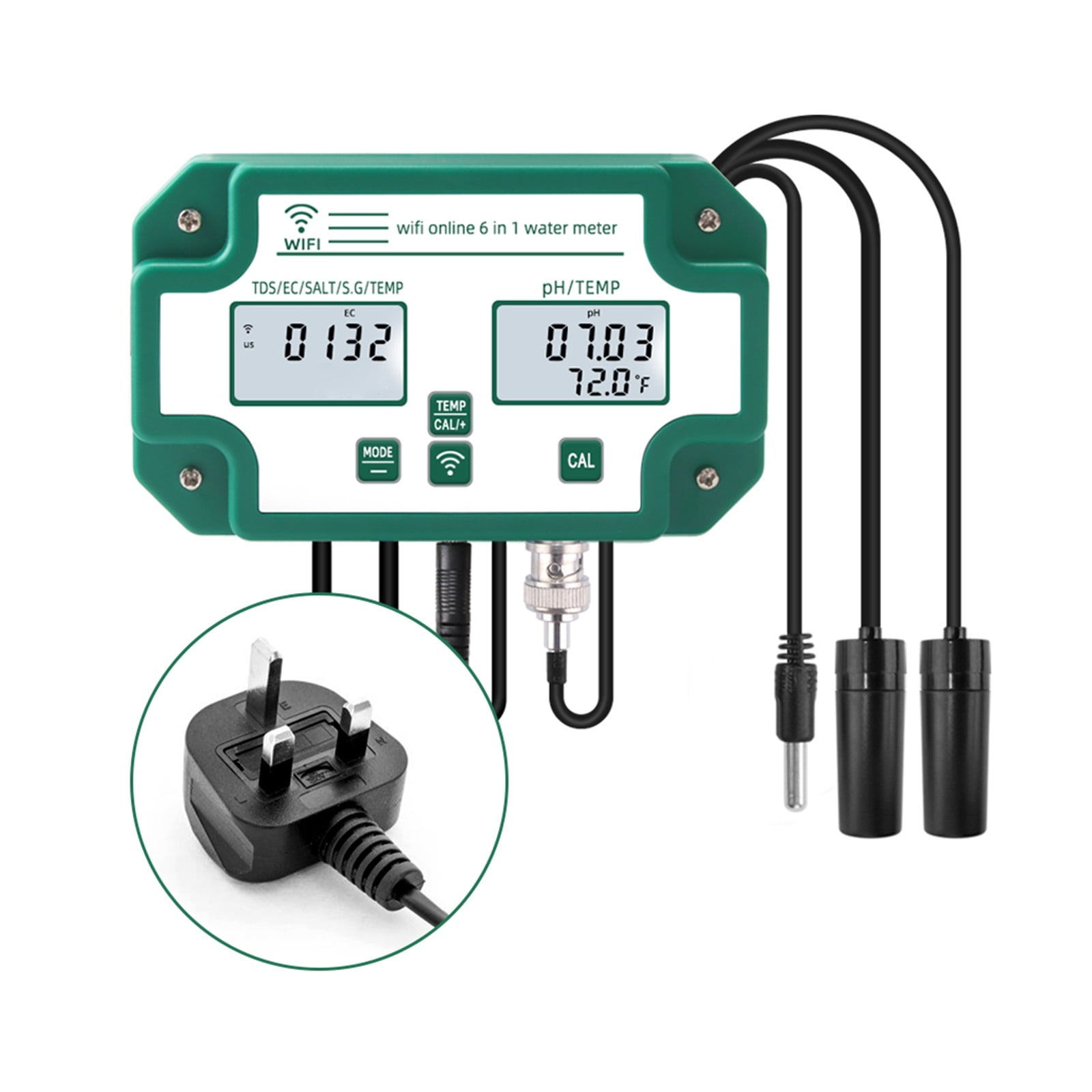 Digital PH EC TDS SALT SG.Temp Meter Water Quality Tester Data Logger 6 ...