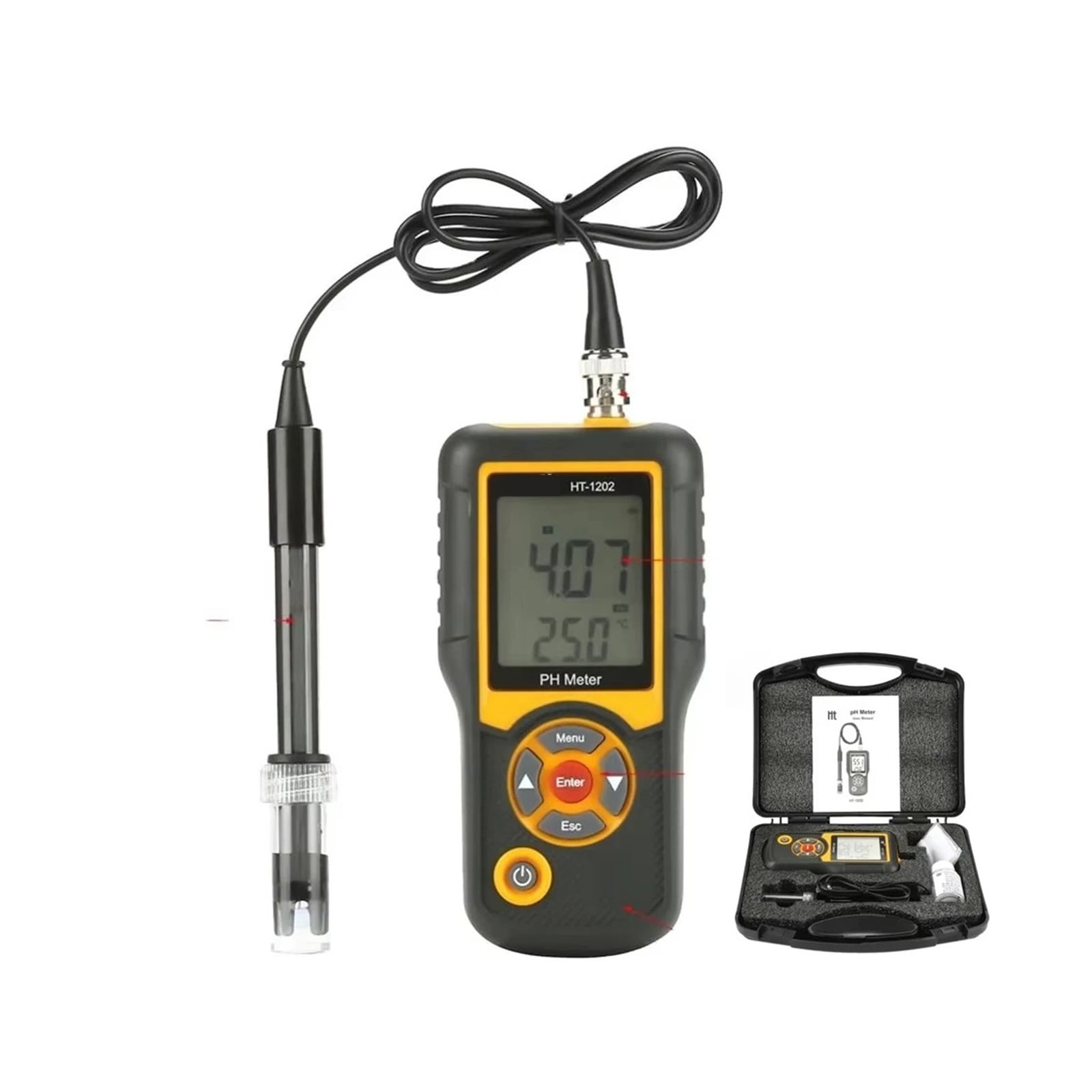 Digital PH Tester Meter HT-1202 High Precision Water Quality Analyzer ...