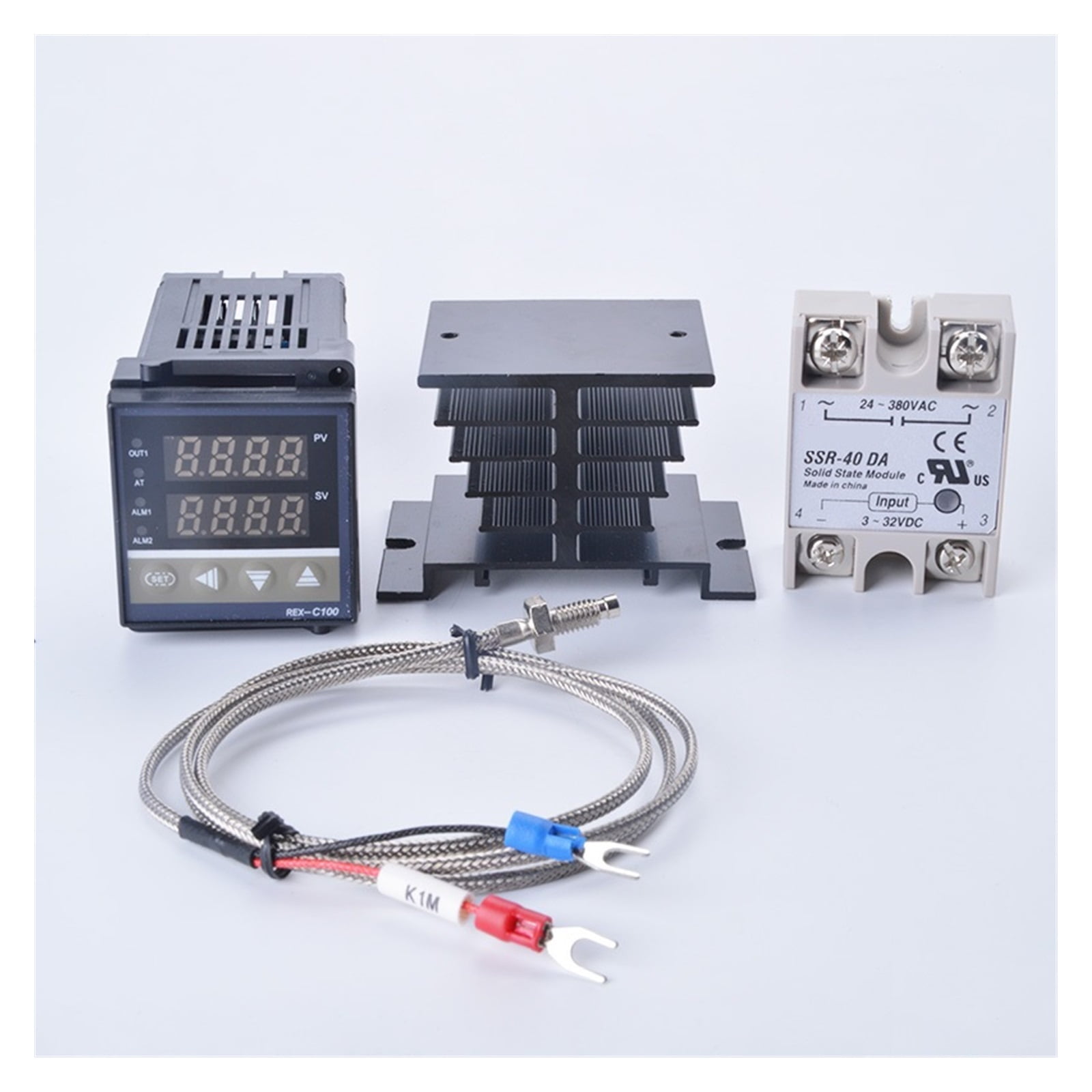 Digital PID Temperature Controller REX-C100 REX C100 Thermostat + 40DA SSR Relay+ K Thermocouple ...