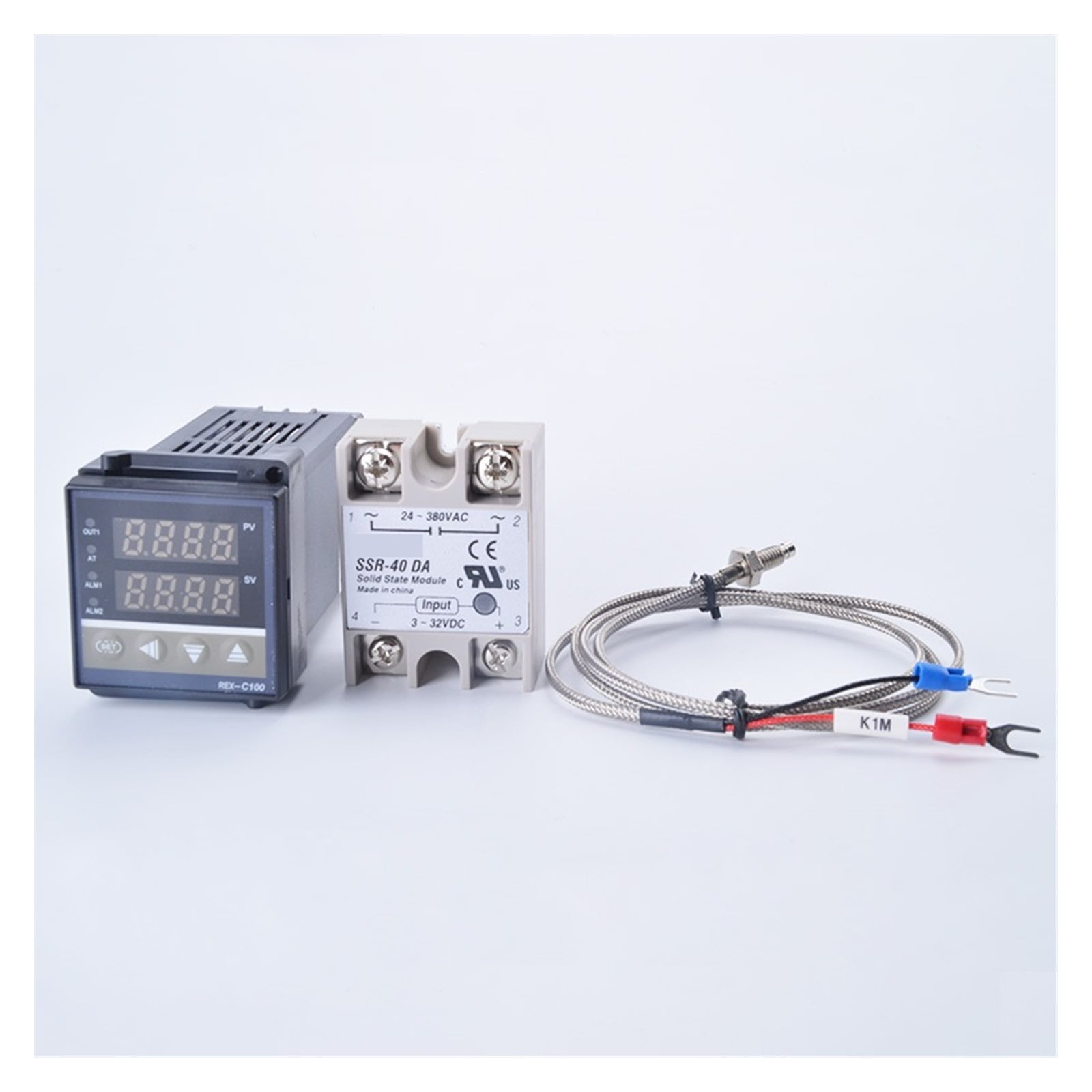Digital PID Temperature Controller REX-C100 REX C100 Thermostat + 40DA SSR Relay+ K Thermocouple ...