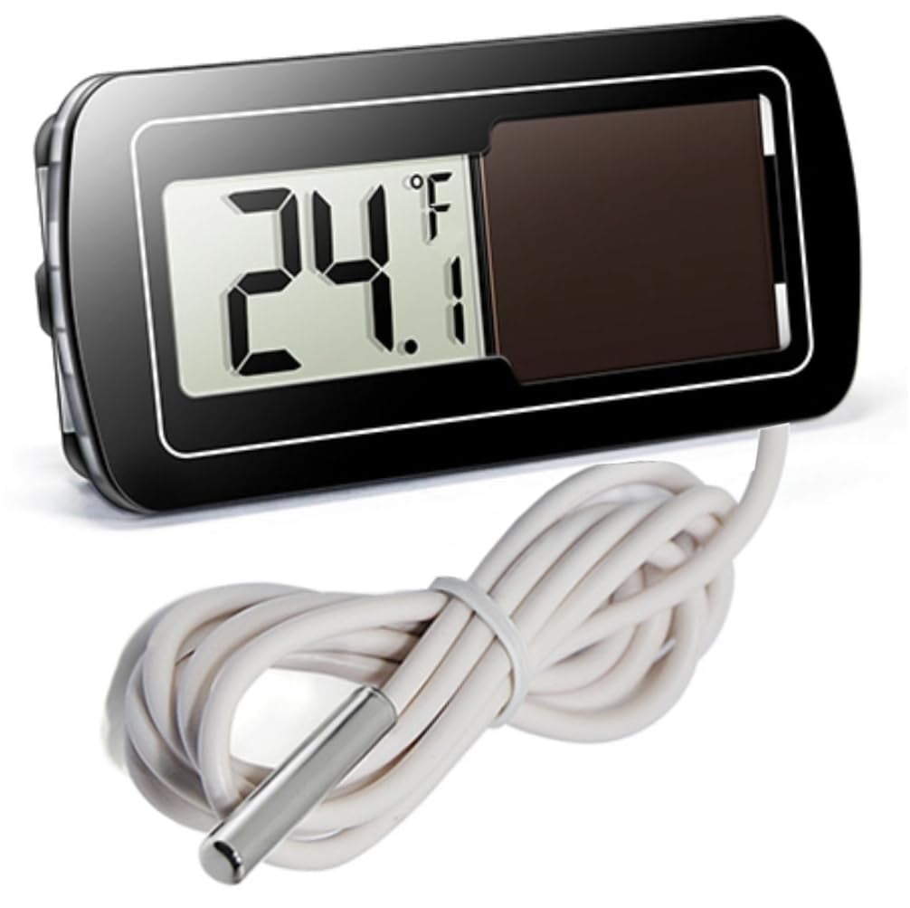 Digital Panel Thermometer, Solar Powered. External Probe on 6-ft Cable ...