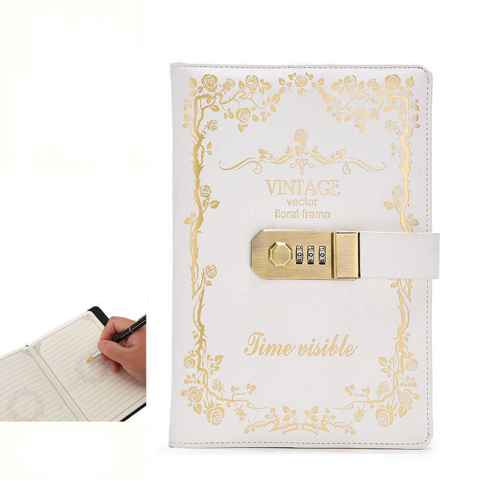 Digital Password Lock Diary PU Leather Journal with Combination Lock ...