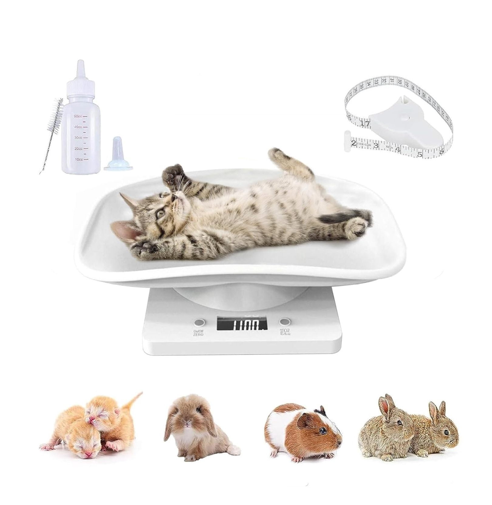 Digital Pet Scale,Small Animal Scale with Tape Measure and Bottle,Multi ...