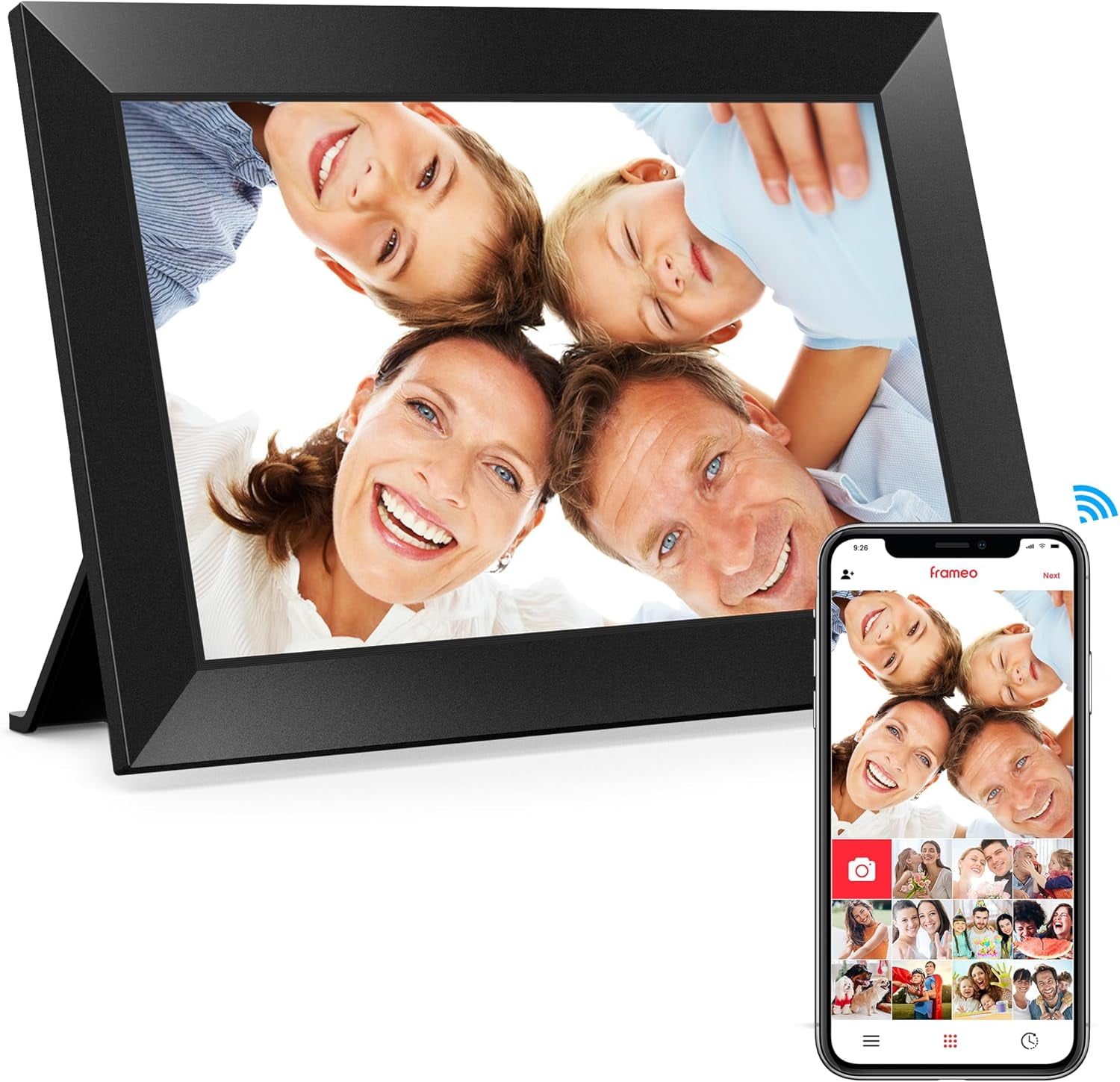 Digital Picture Frame, 10.1" Frameo Frame WiFi with 32GB Memory, 1280x800 IPS Touch Screen, Send ...