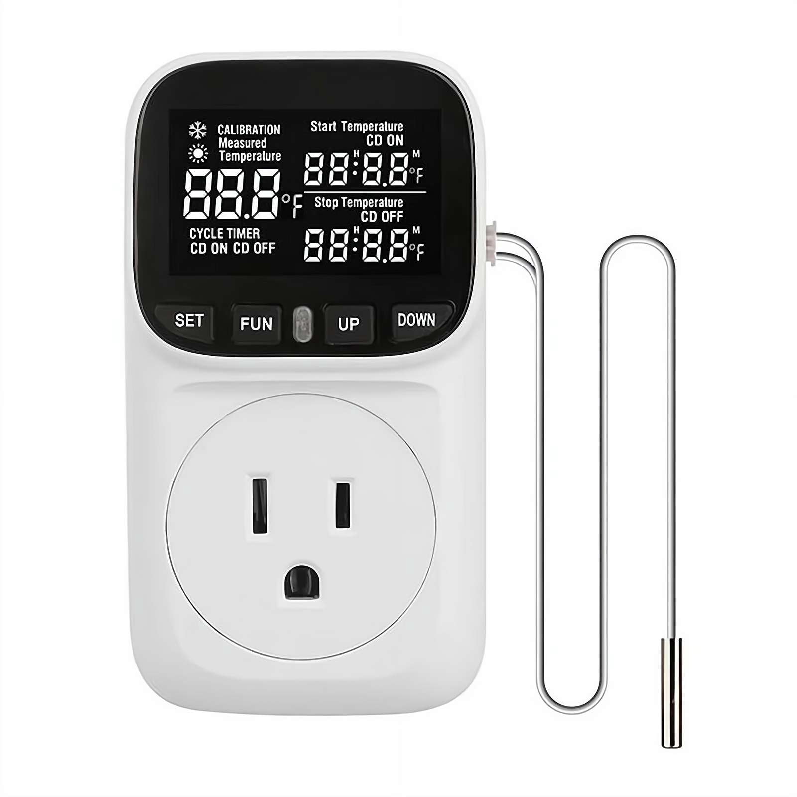 Digital Plug in Thermostat Outlet120V Heating Cooling Control 110V 15A ...