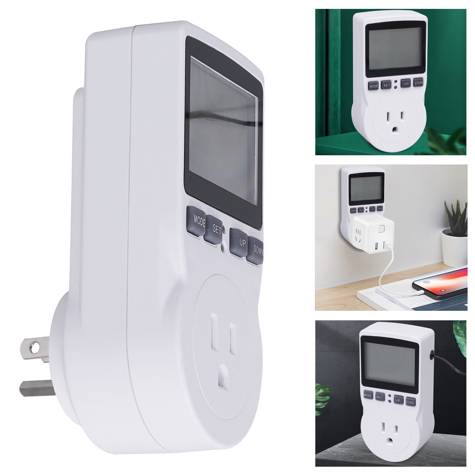 Digital Plug in Thermostat Timer Switch Socket Temperature Controller Switch LED for Greenhouse ...