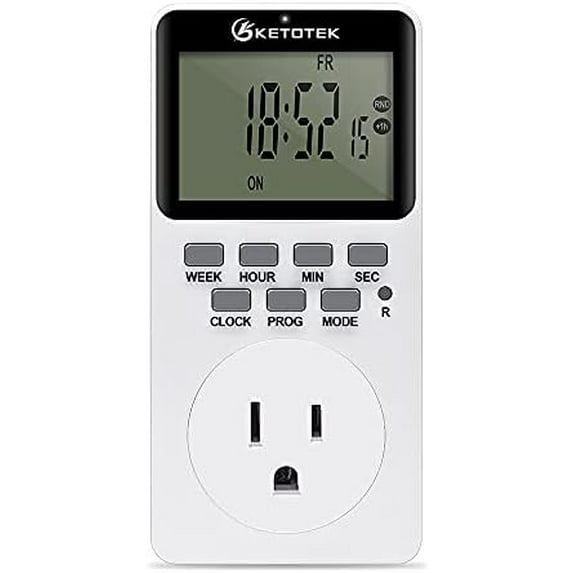 Digital Plug-in Timer Outlet Socket 20 on/Off Programmable Timer Switch 24 Hours 7 Days Programs ...