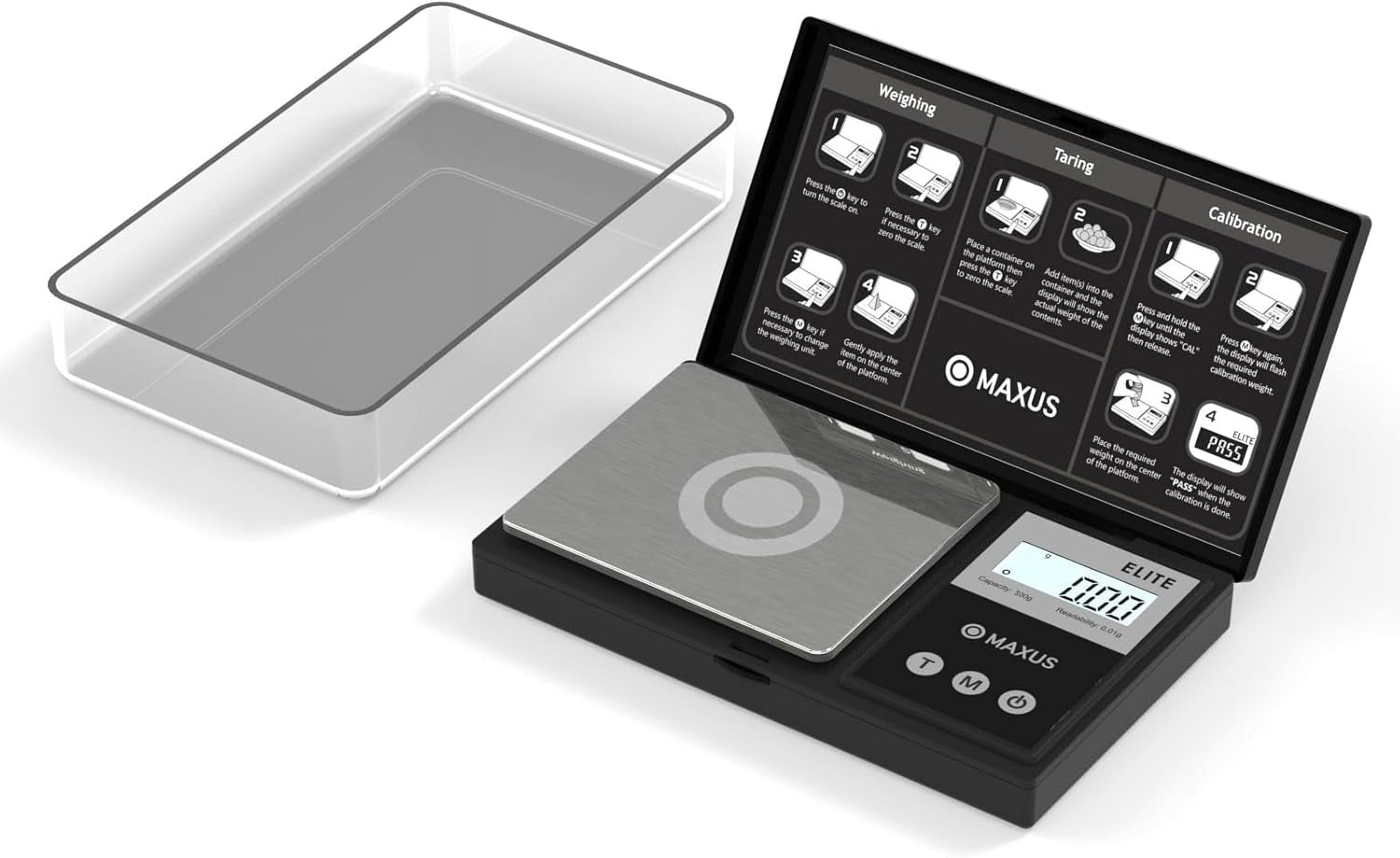 Digital Pocket Gram Scale 500g x 0.01g High Precision with Tray, Weighs ...