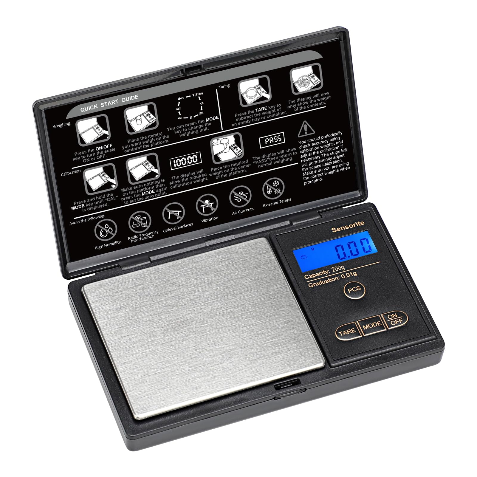 Digital Pocket Scale, 200g x 0.01g High Precision Small Digital Scale ...