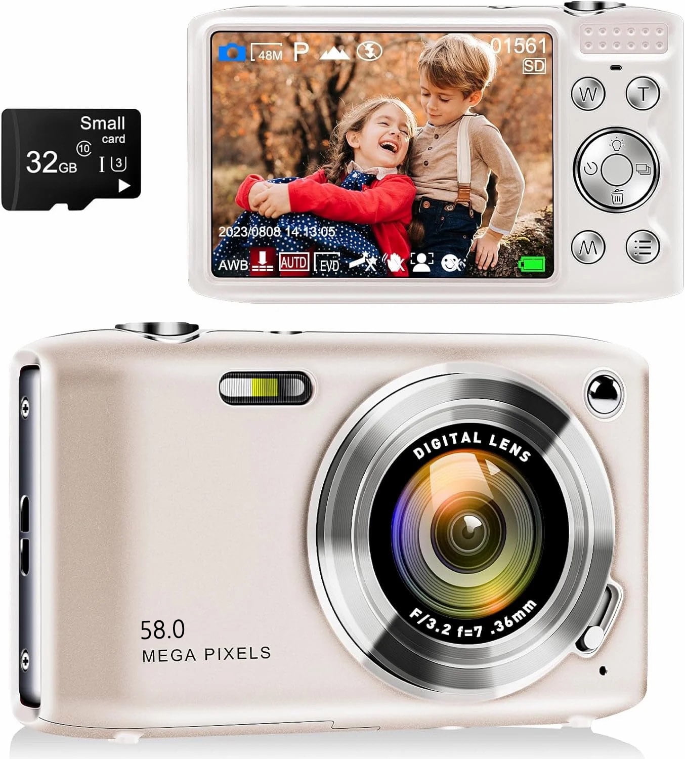 Digital Point and Shoot Camera, Compact Digital Camera with 2.88' IPS Screen 58MP 4K for Photo ...