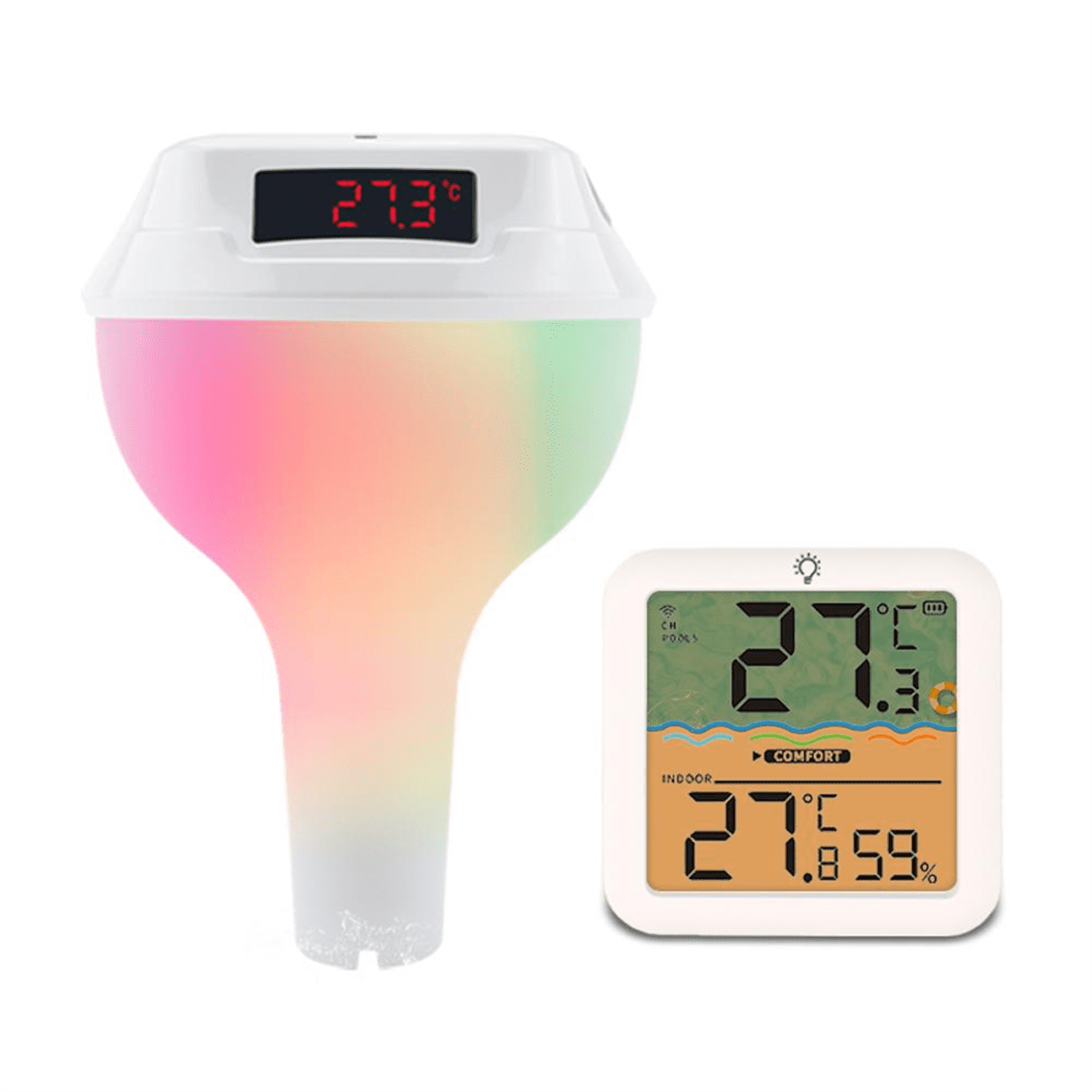 Digital Pool Thermometer Floating Easy Read,Solar Panel and LED Screen ...
