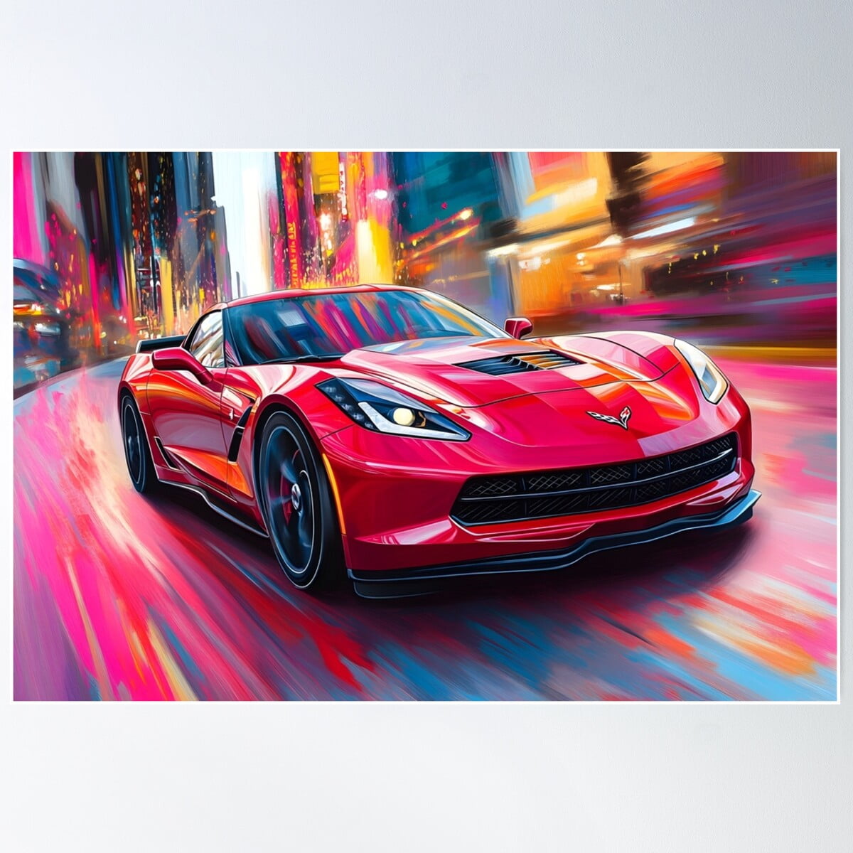 Digital Pop Art – Candy Apple Red Chevrolet Corvette Stingray C7 Iv ...
