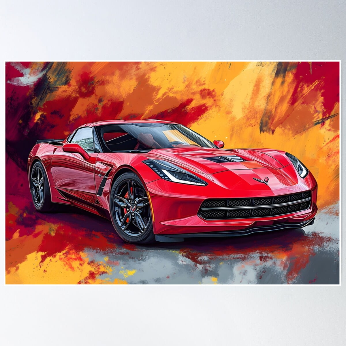Digital Pop Art – Candy Apple Red Chevrolet Corvette Stingray C7 Poster ...