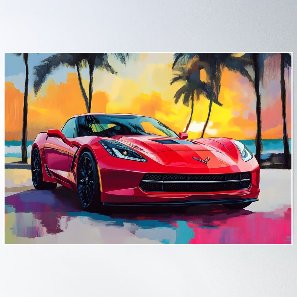 Digital Pop Art – Candy Apple Red Chevrolet Corvette Stingray C7 Vi ...
