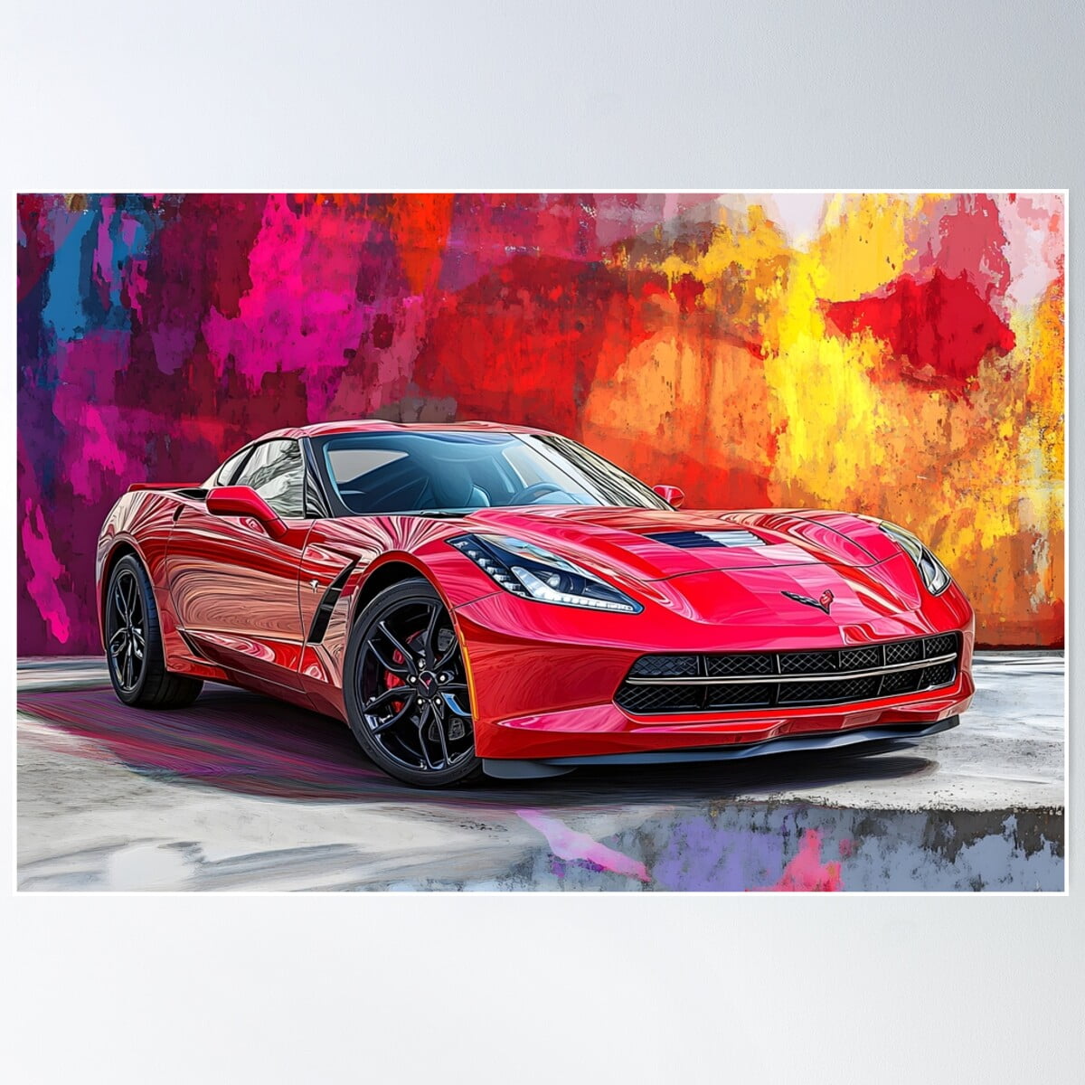 Digital Pop Art – Candy Apple Red Chevrolet Corvette Stingray C7 X ...