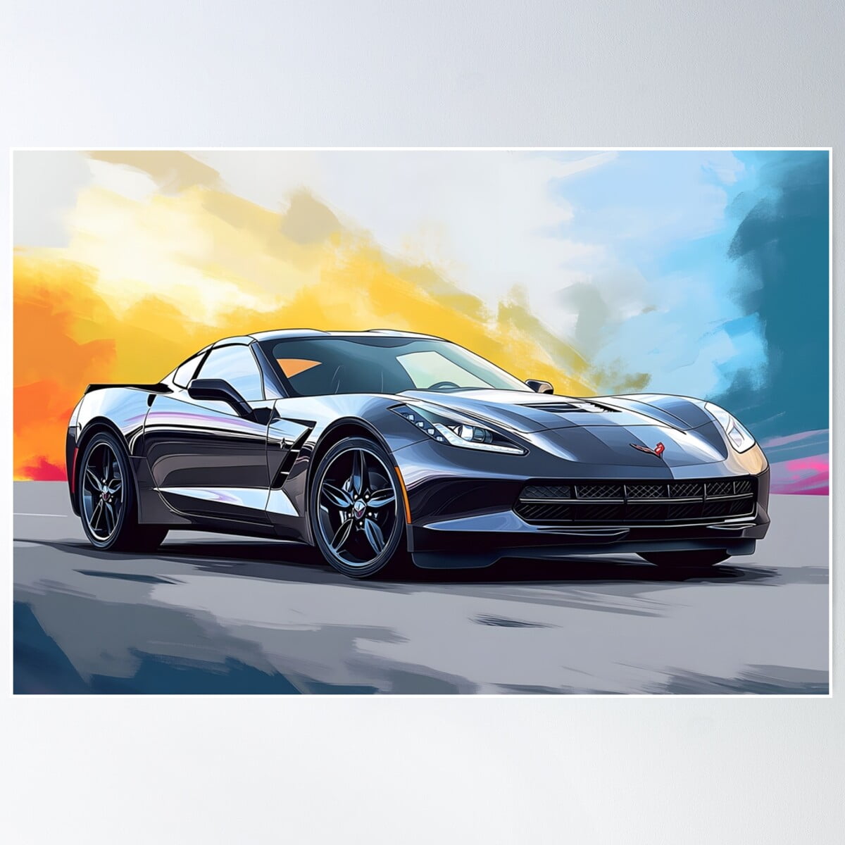 Digital Pop Art – Gunmetal Grey Chevrolet Corvette Stingray C7 Poster ...