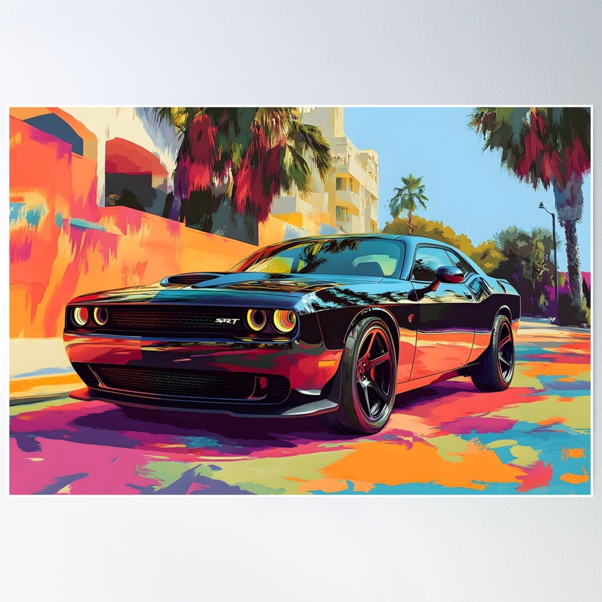 Digital Pop Art Painting – Black Dodge Challenger Srt Poster Wall Art ...
