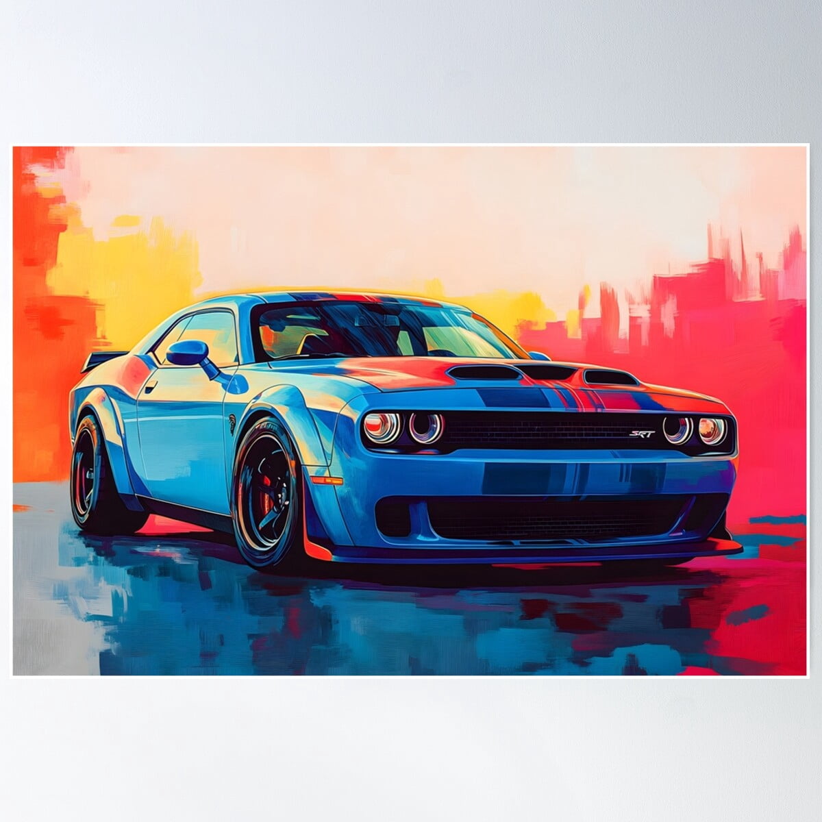 Digital Pop Art Painting – Blue Dodge Challenger Srt Poster Wall Art ...