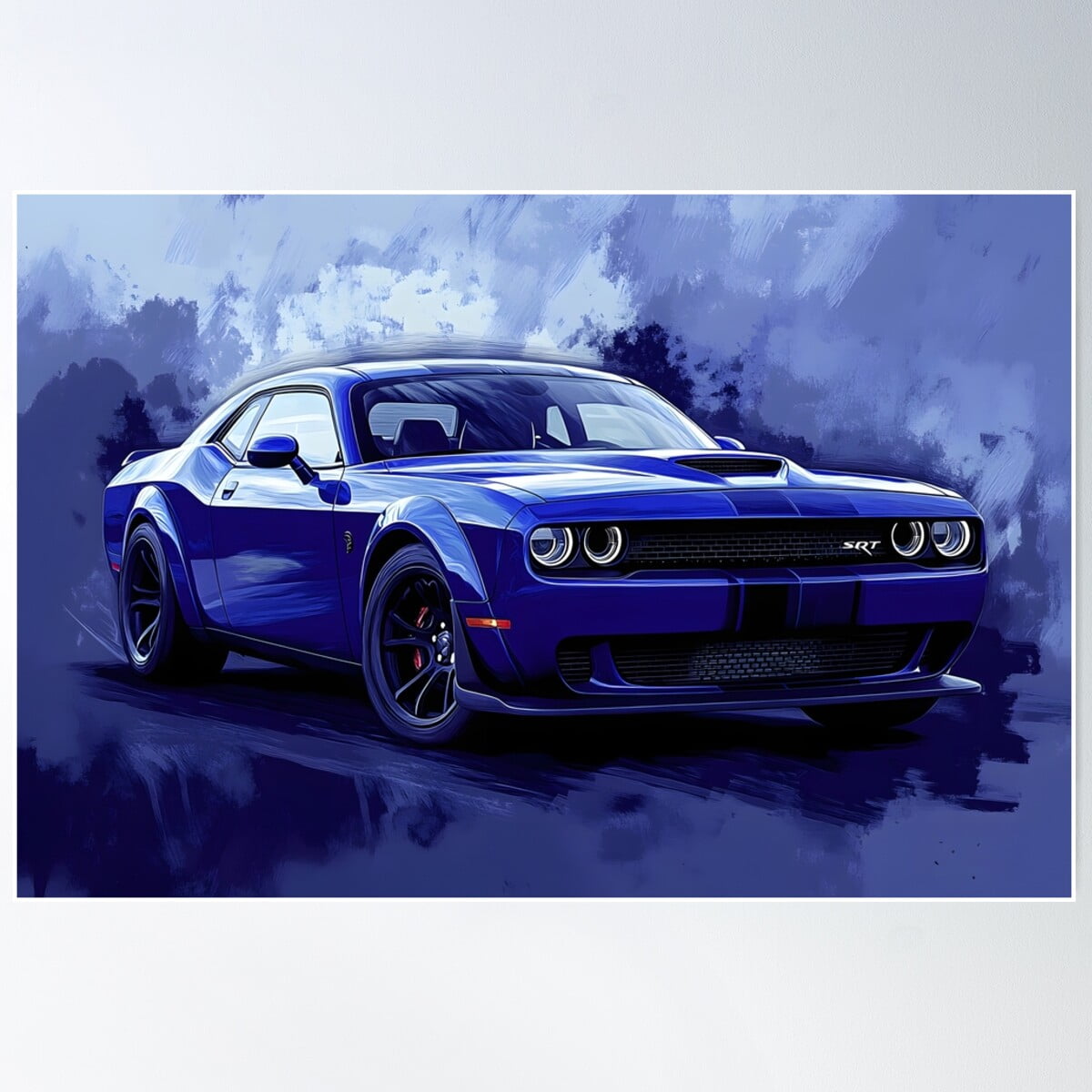 Digital Pop Art Painting – Blue Dodge Challenger Srt Viii Poster Wall ...
