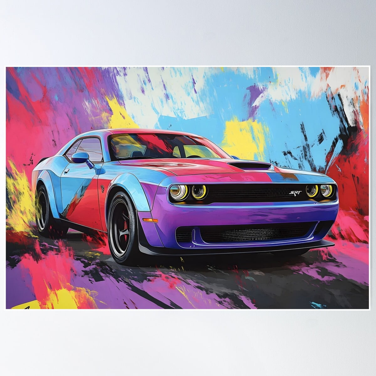 Digital Pop Art Painting – Dodge Challenger Srt Poster Wall Art, Modern ...