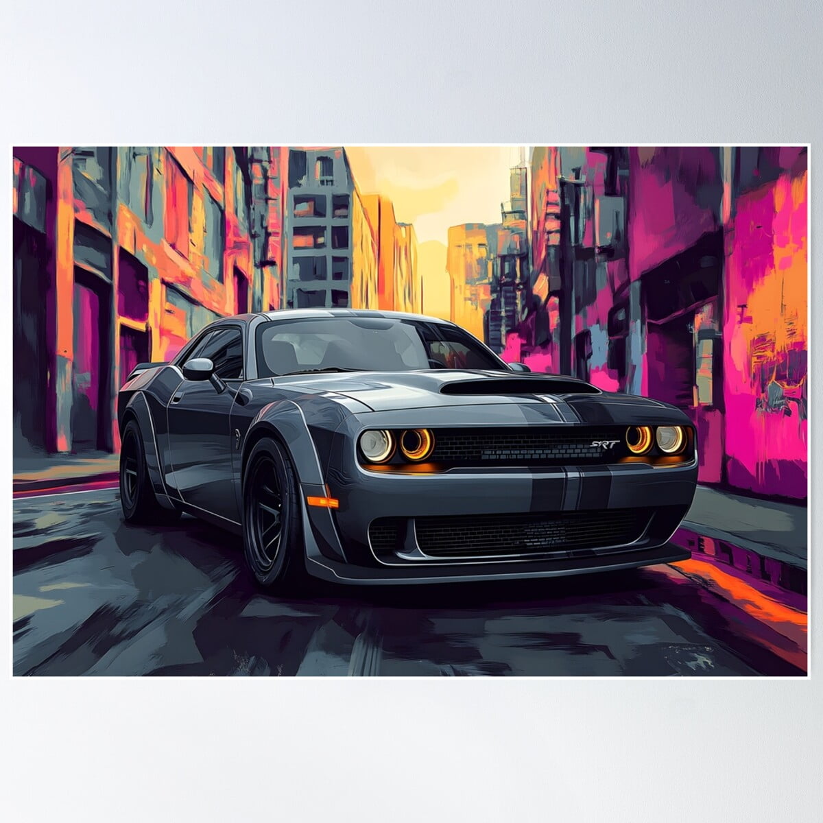 Digital Pop Art Painting – Grey Dodge Challenger Srt Iii Poster Wall ...