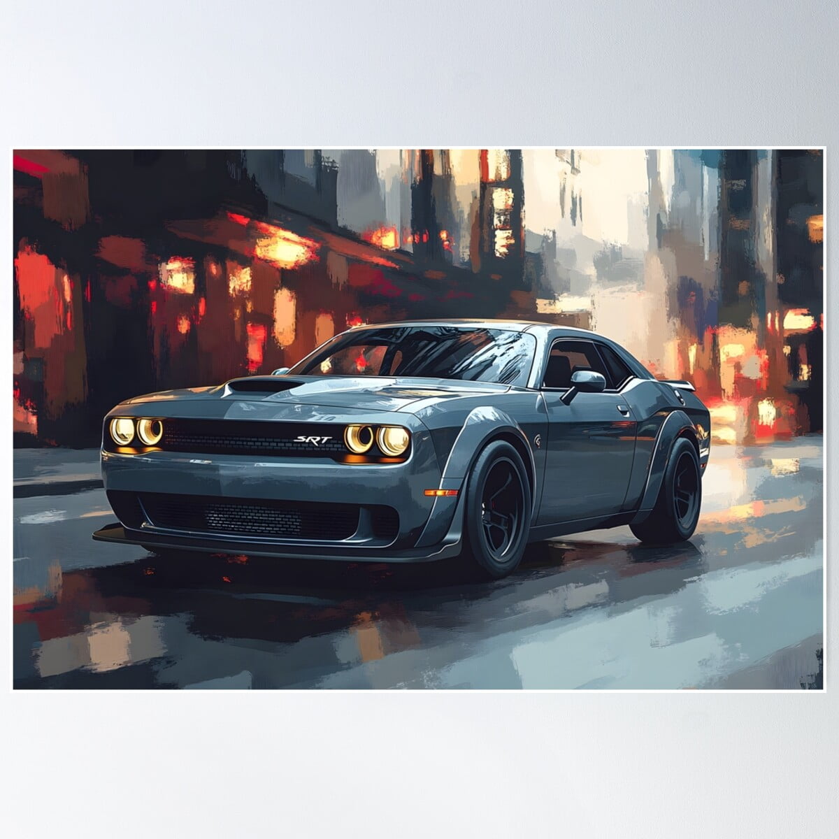 Digital Pop Art Painting – Grey Dodge Challenger Srt Iv Poster Wall Art ...