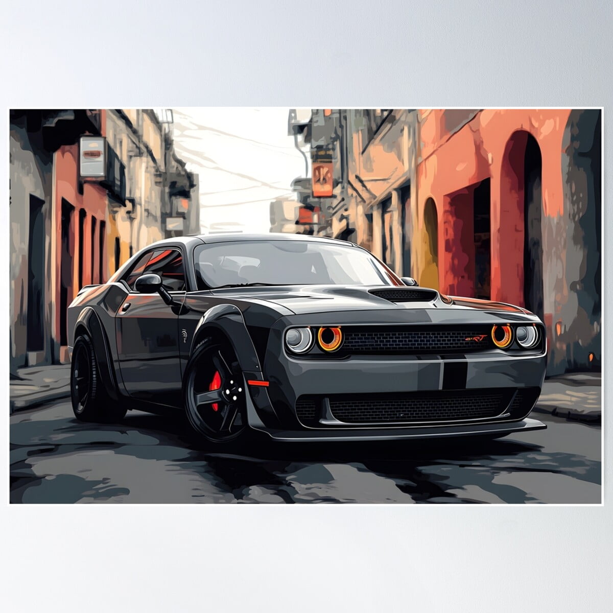 Digital Pop Art Painting – Grey Dodge Challenger Srt Ix Poster Wall Art ...