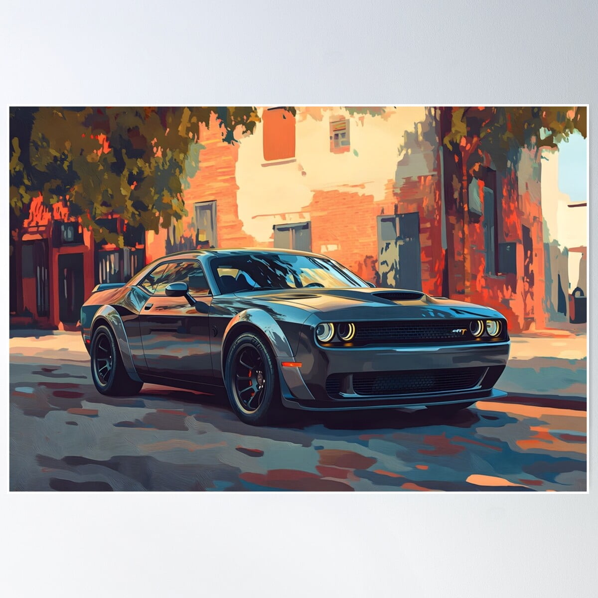 Digital Pop Art Painting – Grey Dodge Challenger Srt Vii Poster Wall ...