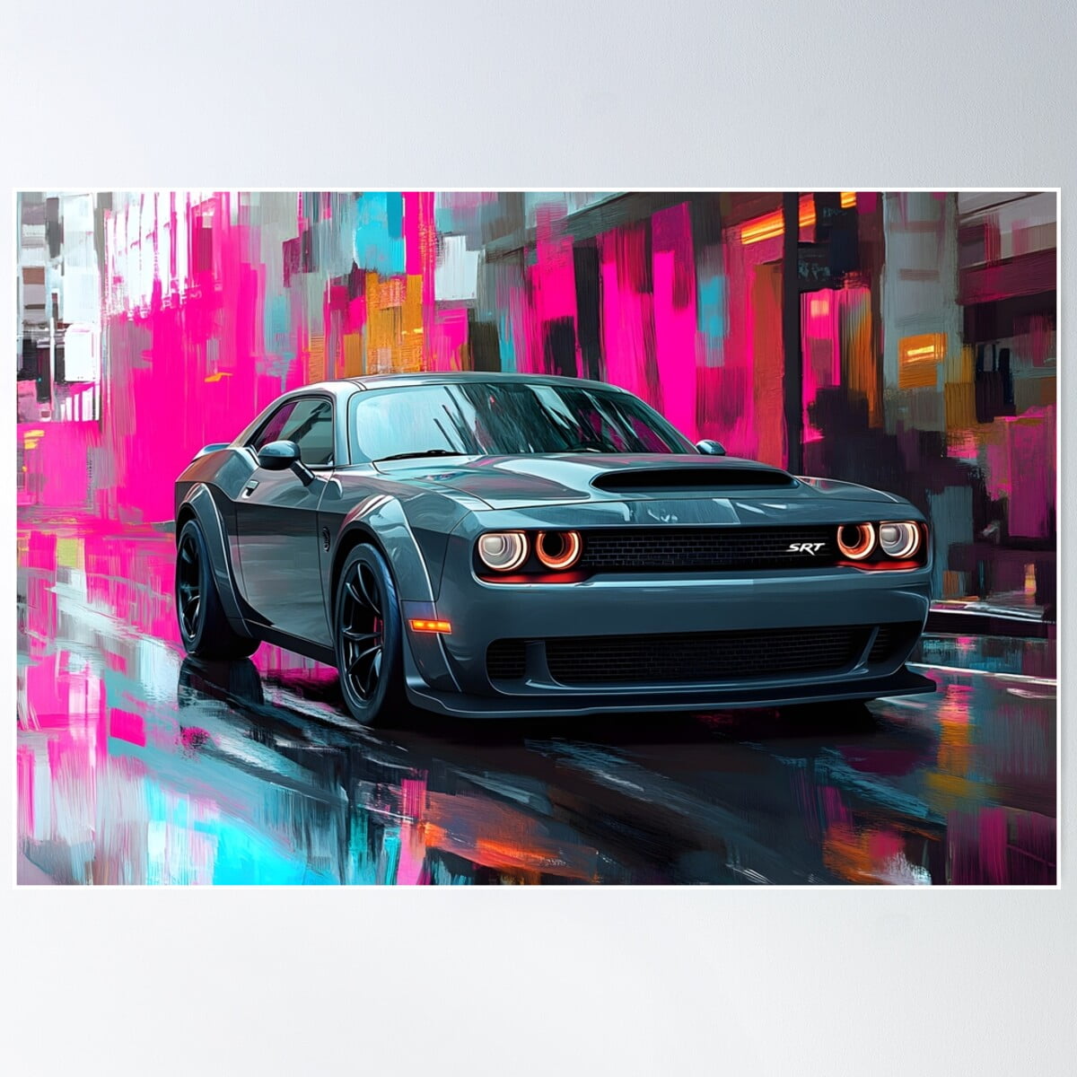 Digital Pop Art Painting – Grey Dodge Challenger Srt Viii Poster Wall ...