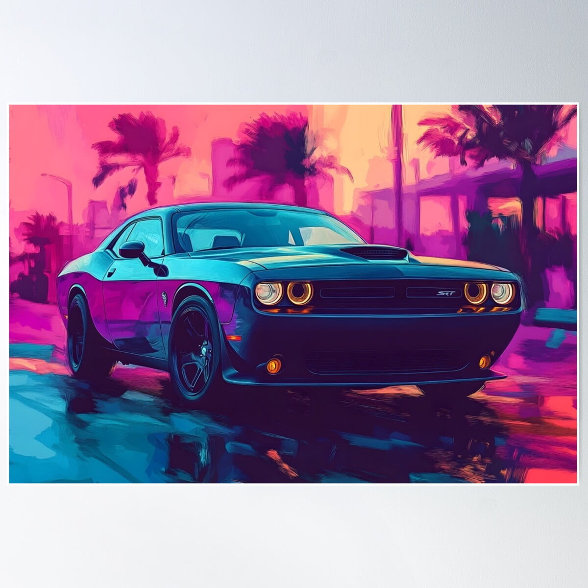 Digital Pop Art Painting – Midnight Blue Dodge Challenger Srt Poster ...