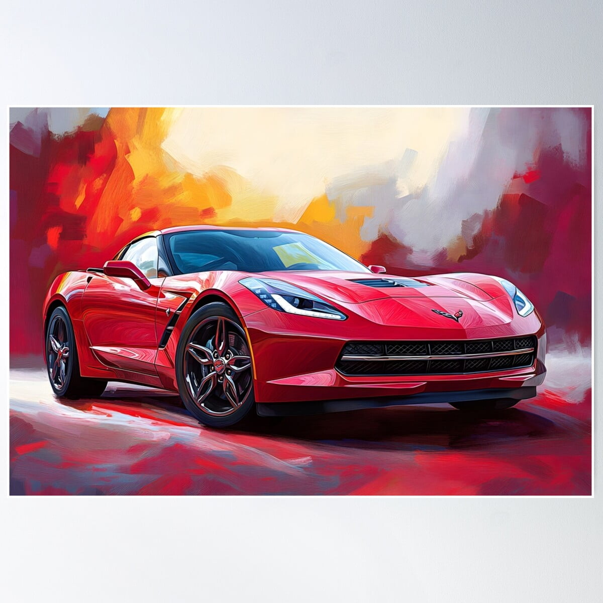 Digital Pop Art – Red Chevrolet Corvette Stingray C7 Viii Poster Wall ...