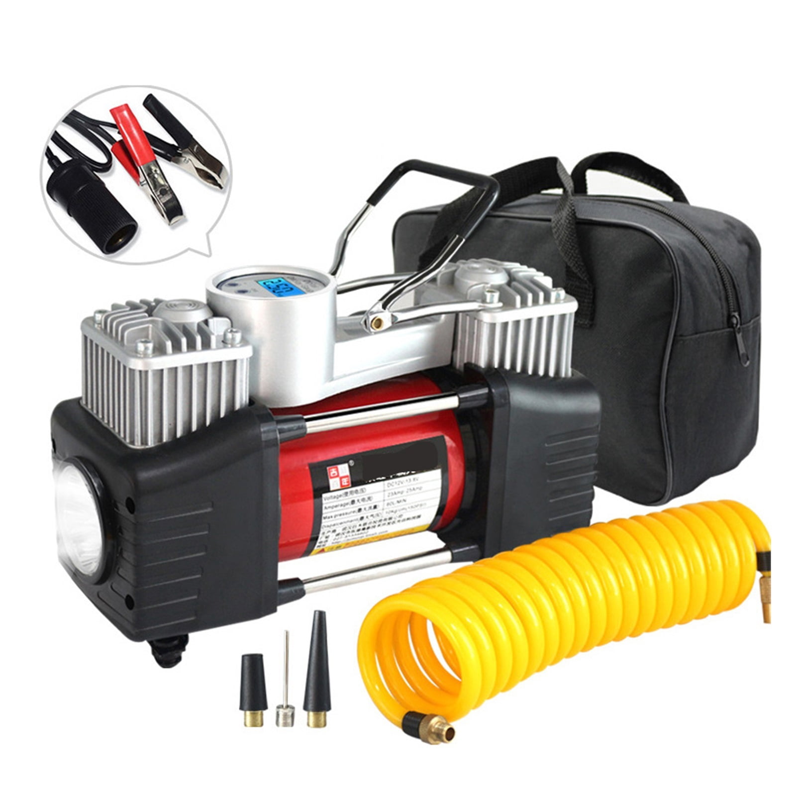 Digital Pressure Preset 12v Air Compressor Car Tyre Inflator Double ...