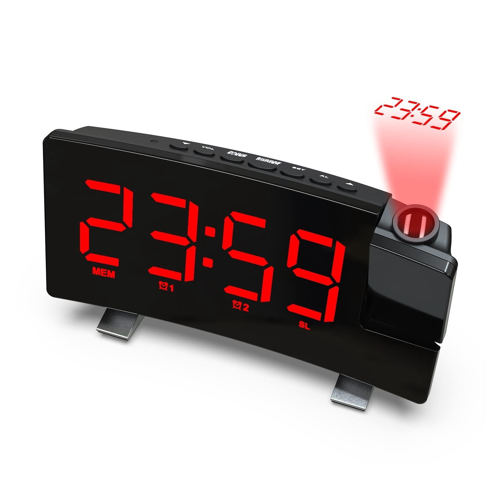 Digital Projection Alarm Clock for Bedrooms, Loud Alarm Clock for Heavy ...