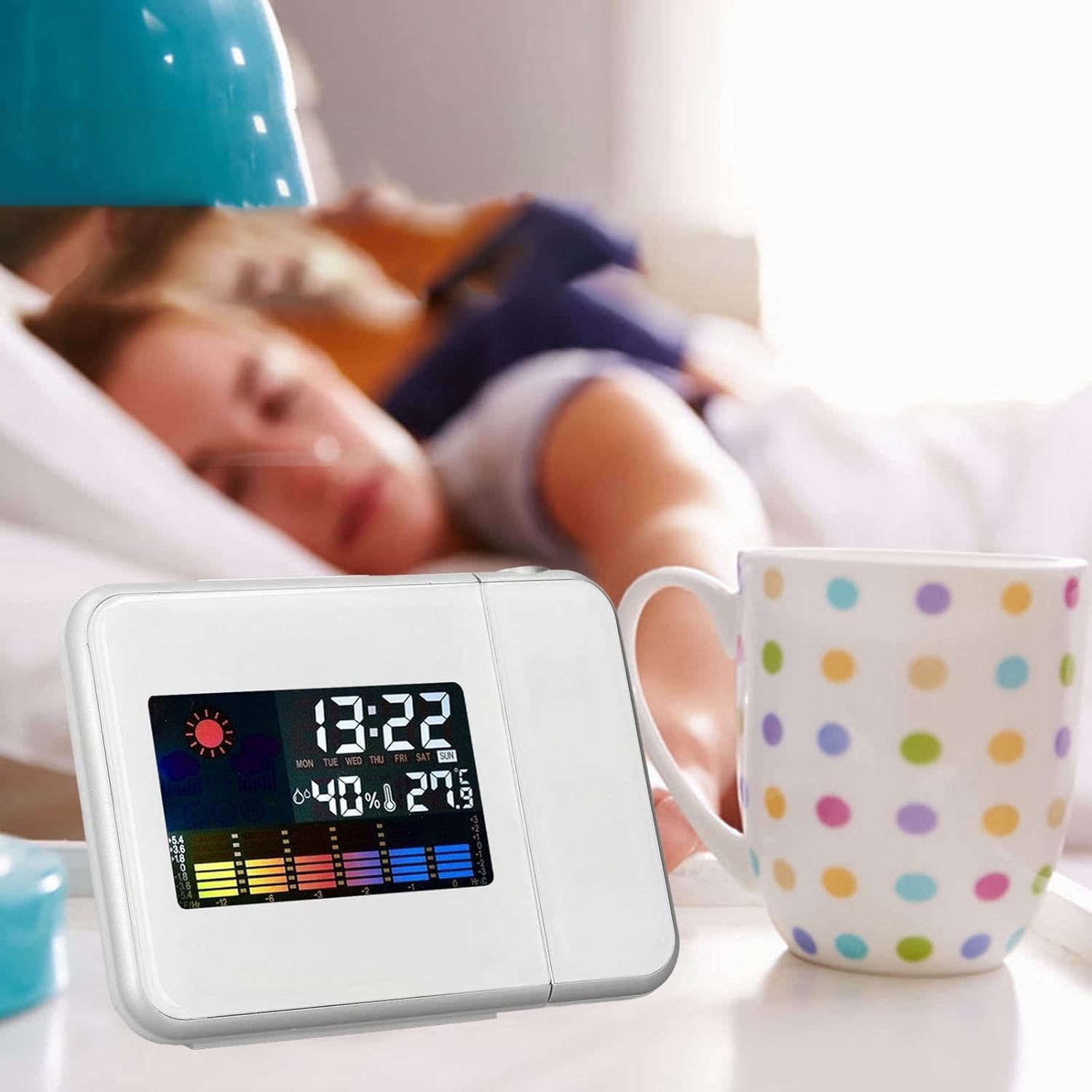 Digital Projection Alarm Clock with LCD Color Display, LED Backlight ...