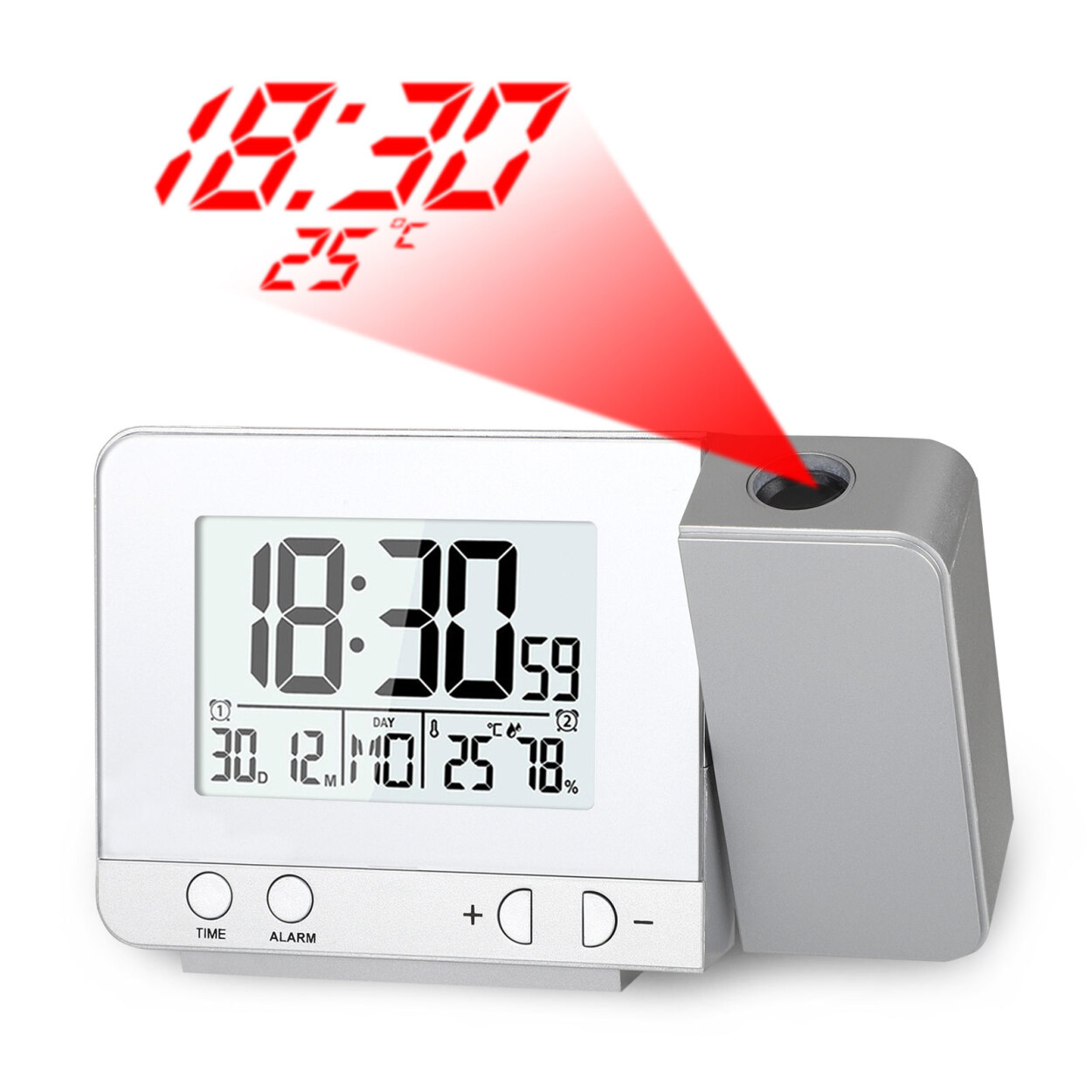Digital Projector Alarm Clock Weather Calendar Timer LED Snooze USB ...