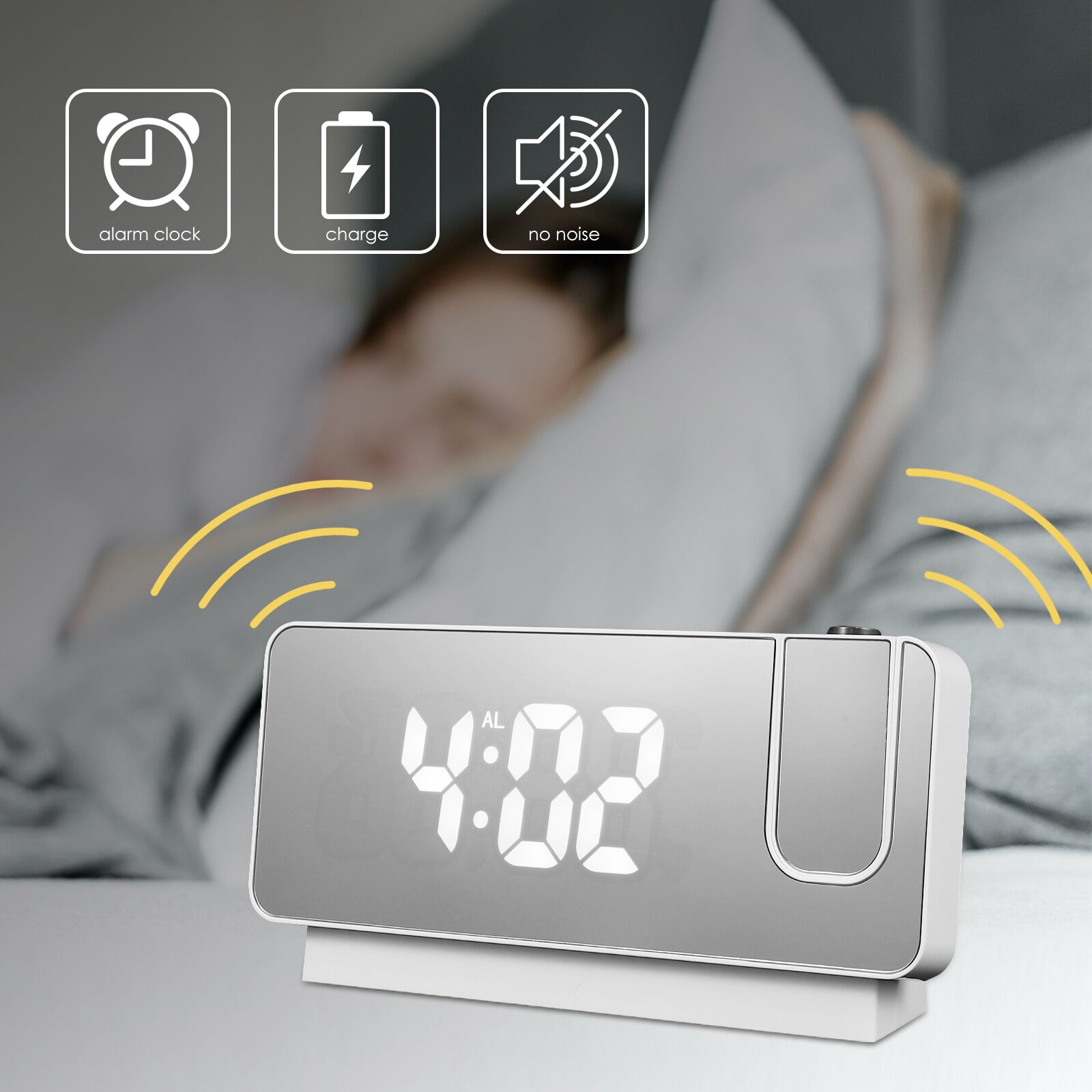 Digital Projector Alarm Clocks for Kids Bedroom, Plug-in LED Display ...