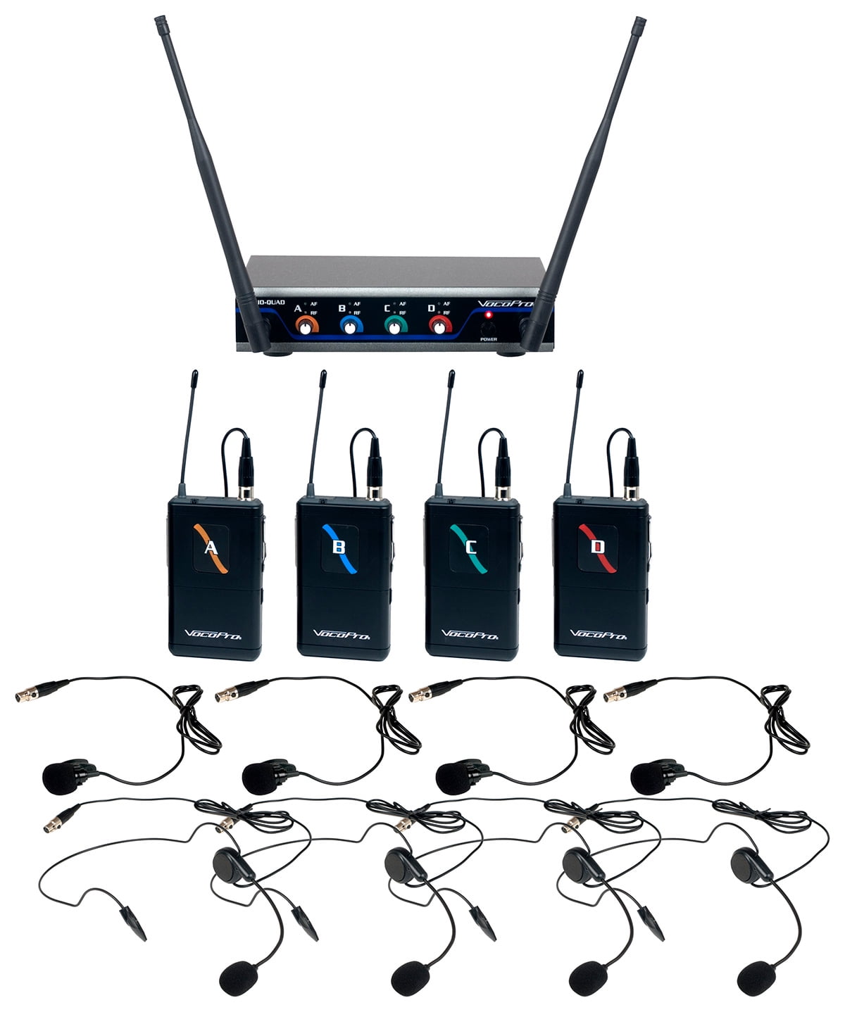 Digital-QUAD-B4 - Four Channel Wireless Headset & lapel Mic System Mic ...