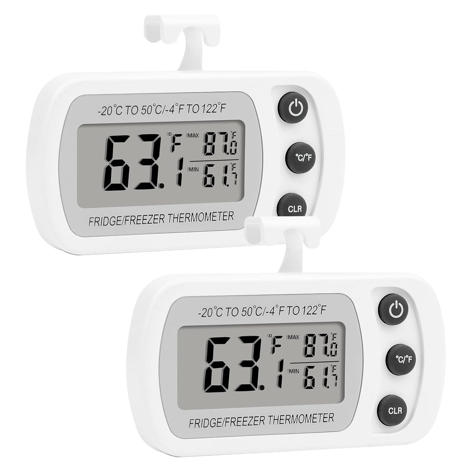 Digital Refrigerator Thermometer 2 Pack for Fridge Freezer Cooler ...