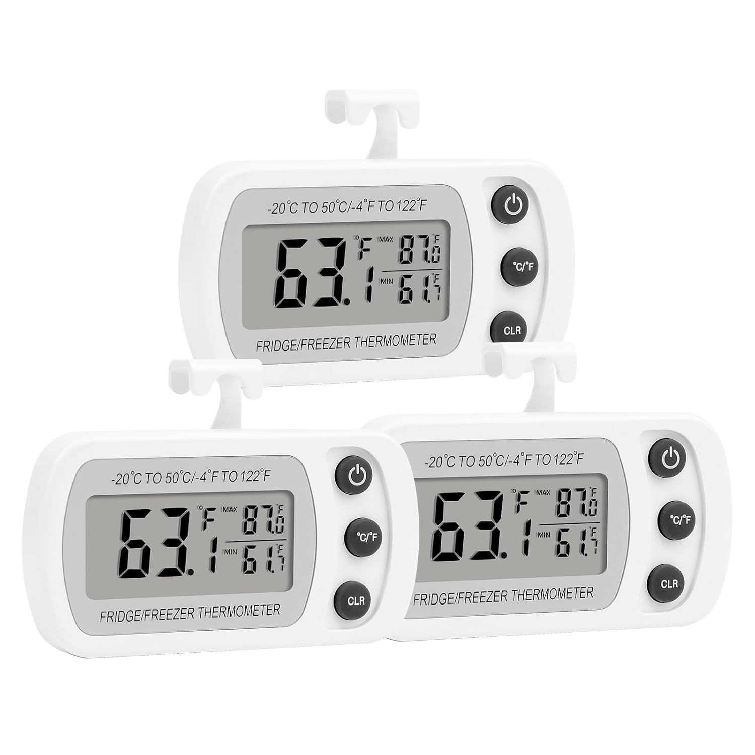 Digital Refrigerator Thermometer 3 Pack for Fridge Freezer Cooler ...