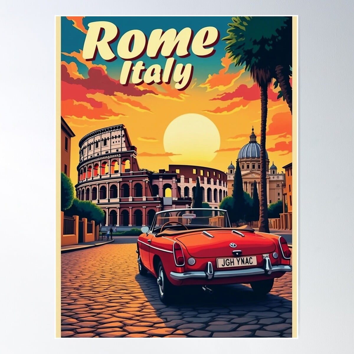 Digital Retro Pop Art Poster Of Rome, Italy | Vibrant Cityscape Art ...