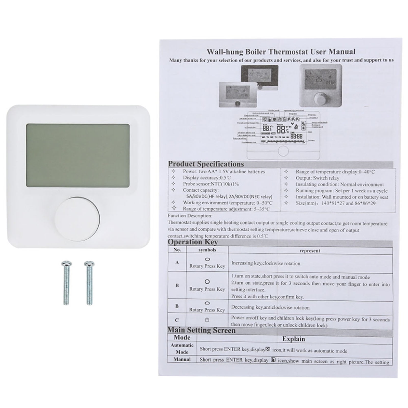 Digital Room Thermostat Temperature Controller,HYO6BW Digital LCD ...