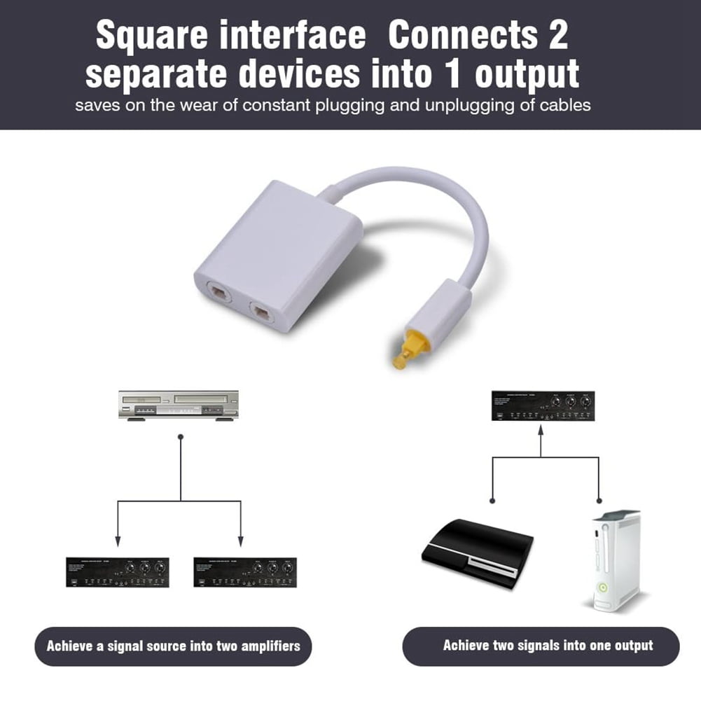 Digital SPDIF Optical Audio Splitter 2 Way Toslink Splitter Adapter 1 ...