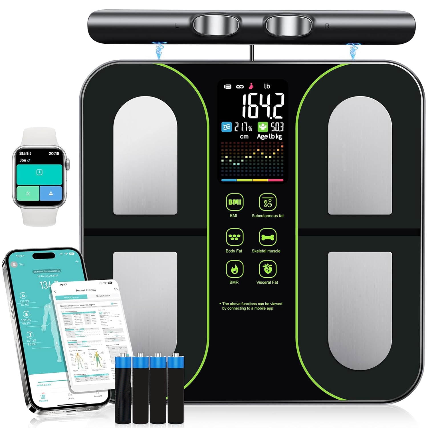 Digital Scales for Body Weight, 8-Electrode Smart Scale with BMI, BMR ...